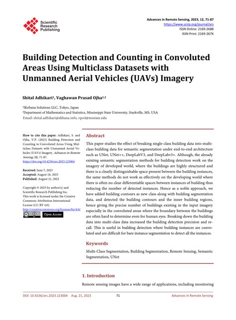 Pdf Building Detection And Counting In Convoluted Areas Using Multiclass Datasets With