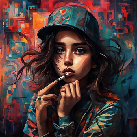 Premium Ai Image Abstract Polygon Comic Illustration Art Women