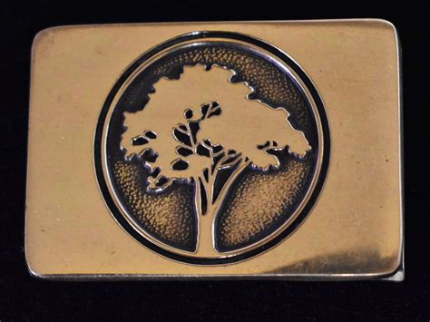 Tree Solid Brass Small Vintage 1970s Belt Buckle Bts Etsy Vintage