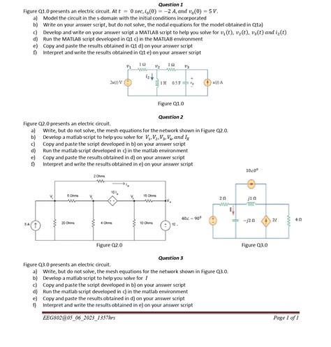 Solved Question 1 Figure Q10 Presents An Electric Circuit