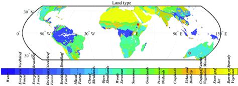 Land Type Data Two Separate Locations That Are Respectively Marked By