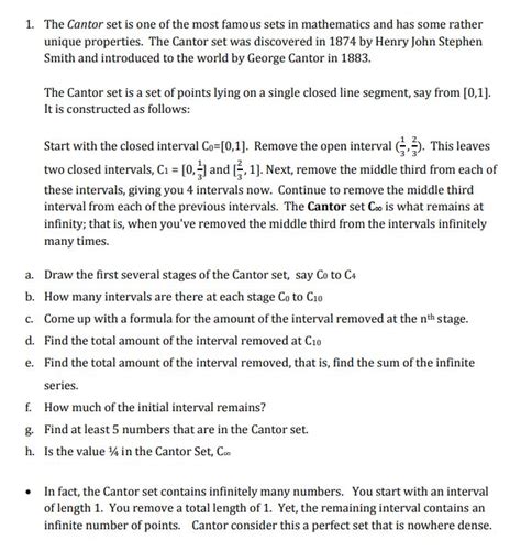 Solved The Cantor Set Is One Of The Most Famous Sets In Chegg