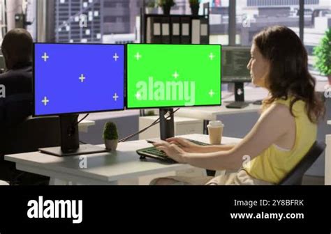 Developer Using Multi Monitor Isolated Screen Pc To Create Machine Learning Models That Can