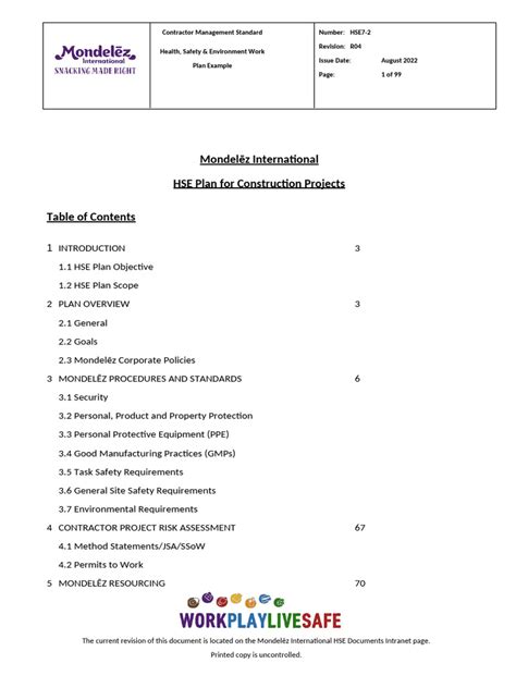 Hse7 2 Safe Work Plan Example Pdf Personal Protective Equipment