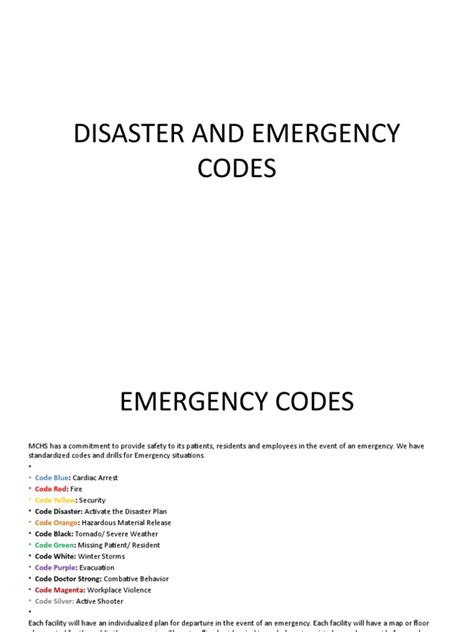 Disaster And Emergency Codes Ppt 11 15 Download Free Pdf Cardiopulmonary Resuscitation Safety