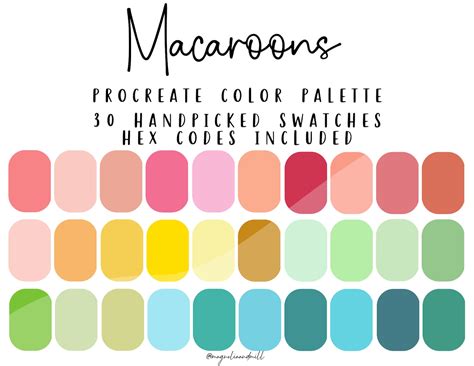 Macaroons Procreate Color Palette Etsy