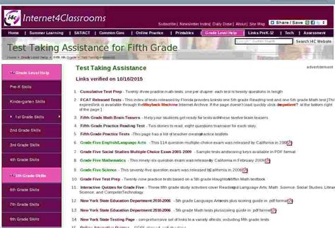 Fifth Th Grade Test Taking Assistance At Internet Classrooms