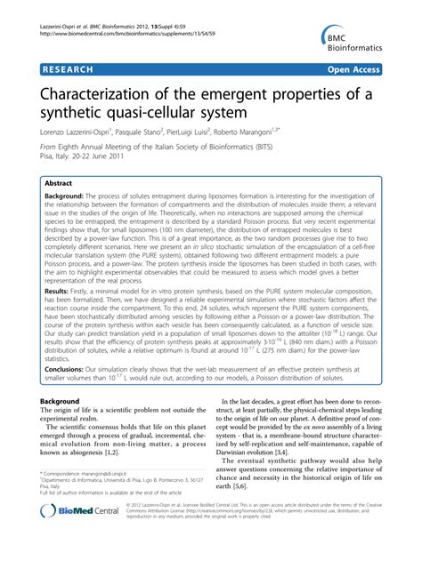 Pdf Characterization Of The Emergent Properties Of A Synthetic Quasi