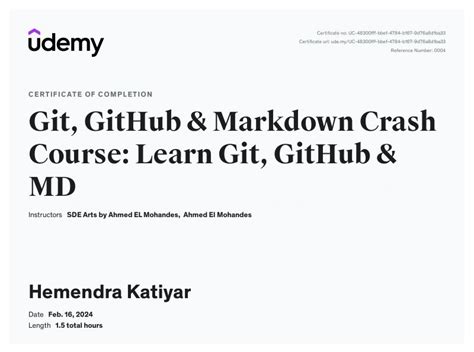 Completed Udemy Course On Git Github And Markdown Hemendra Katiyar Posted On The Topic Linkedin