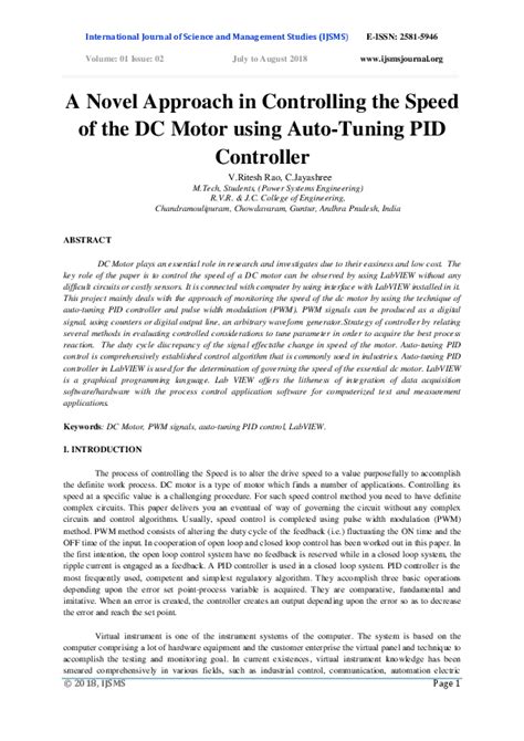 Pdf A Novel Approach In Controlling The Speed Of The Dc Motor Using