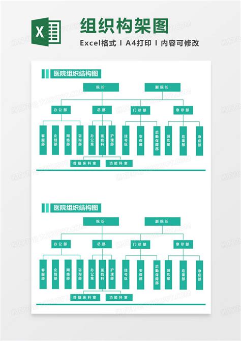简约医院组织结构图excel模版模板下载 组织 图客巴巴