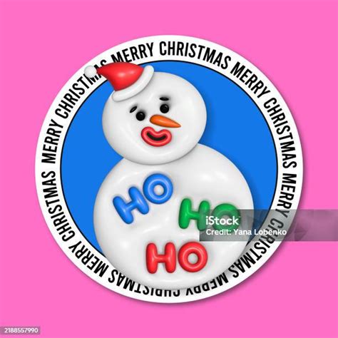 압출 효과가 있는 장난감 3차원 눈사람 재미 있은 눈사람 캐릭터 반사적이고 부드러운 질감과 창조적 인 스티커의 벡터 3d 그림