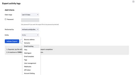 Export Logs Zeptomail