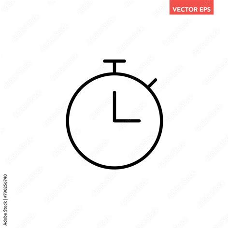 Single Black Stopwatch Line Icon Simple Stop Watch Timer Flat Design