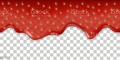 딸기 잼 드립 스플래시 액체 시럽 질감 투명 한 배경에 고립 된 빨간 딸기 젤리 흐름 매끄러운 패턴 벡터 일러스트레이션 방울에