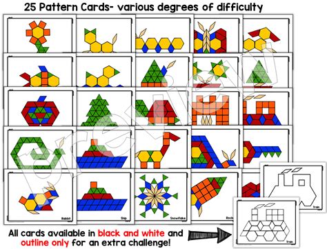 Pattern Block Puzzle Cards Bundle Made By Teachers