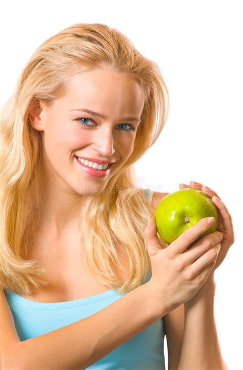 Donna Con La Mela Immagine Stock Immagine Di Abbastanza 4261497