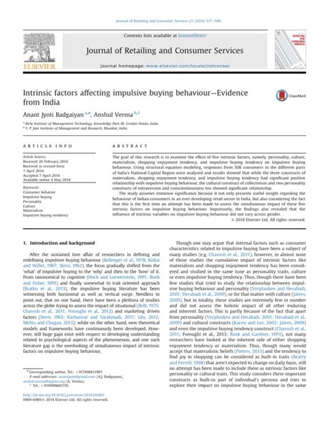Intrinsic Factors Affecting Impulsive Bu Pdf Impulsivity Behavior