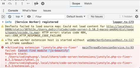 cannot find module js beautify in code server · issue 149 · junstyle