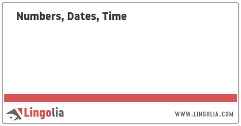 Numbers Dates Time Dating Numbers Vocabulary