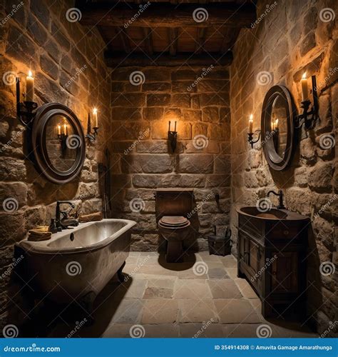 Medieval Castle Bathroom With Tylerâ€™s Toilet Plaque And Flickering