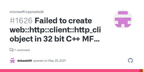 failed to create web client client object in 32 bit c mfc application in windows