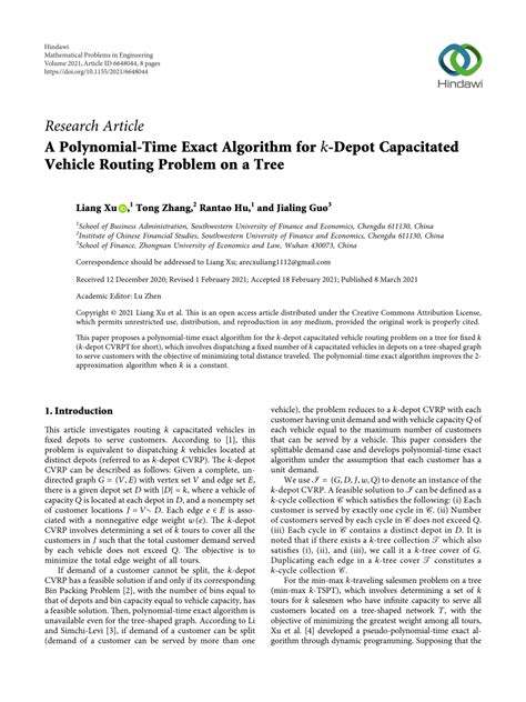 Pdf A Polynomial Time Exact Algorithm For Depot Capacitated Vehicle