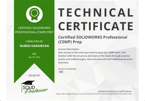 Solidworks Cswp Certification Professionaldevelopment Ruben Hakobyan
