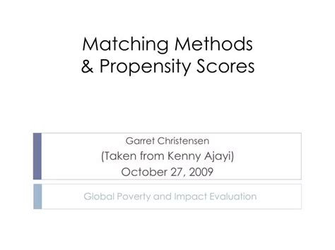 PPT Matching Methods Propensity Scores PowerPoint Presentation ID
