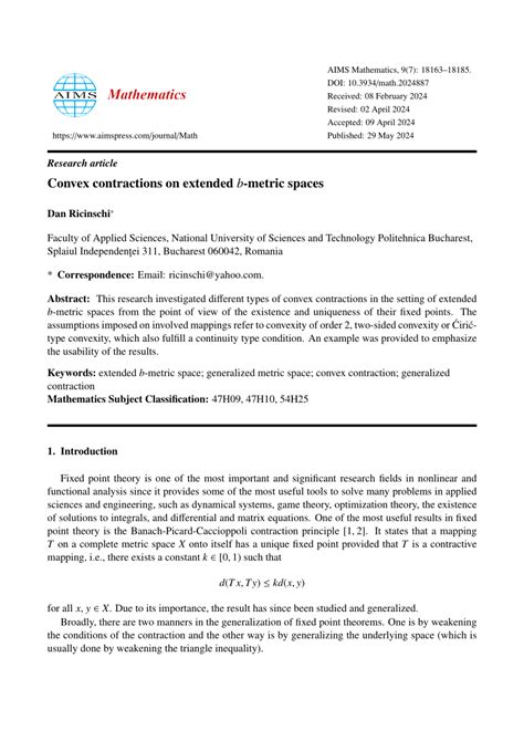 Pdf Convex Contractions On Extended B Metric Spaces