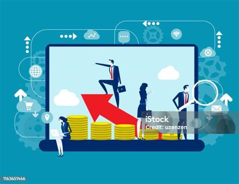 비즈니스 사람들은 돈 활동을 개선하기 위해 기술을 적용합니다 컨셉 비즈니스 벡터 일러스트레이션 현대 금융 서비스 방법 0명에 대한 스톡 벡터 아트 및 기타 이미지 Istock