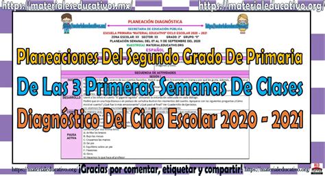 Planeaciones Del Segundo Grado De Primaria De Las 3 Primeras Semanas De