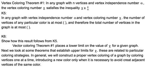 Solved Vertex Coloring Theorem 1 In Any Graph With N