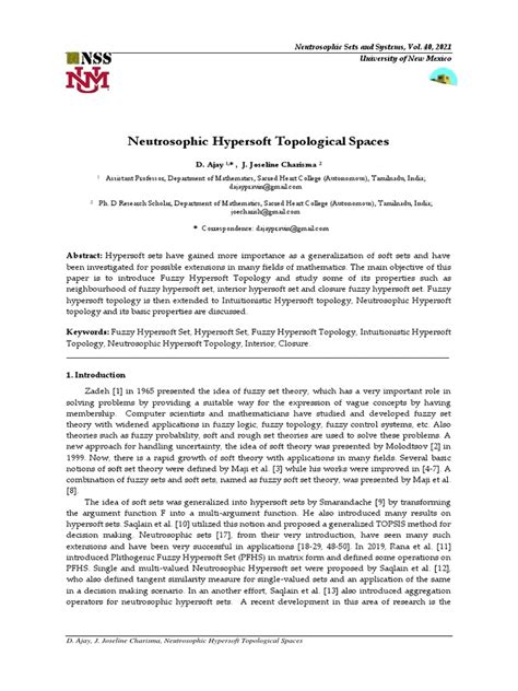 Neutrosophic Hypersoft Topological Spaces Pdf Fuzzy Logic Topology