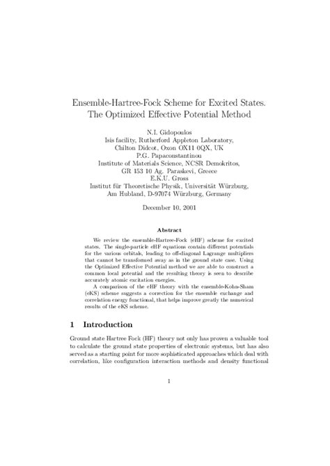 pdf ensemble hartree fock scheme for excited states the optimized