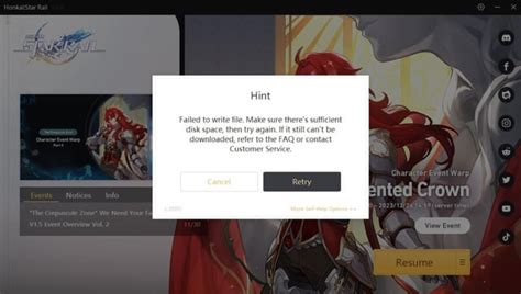 Failed To Write File” Error Rhonkaistarrail