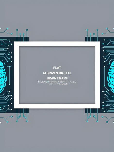 Flat Ai Driven Digital Brain Frame Concept As A Minimalistic Border Frame With Brainwave And