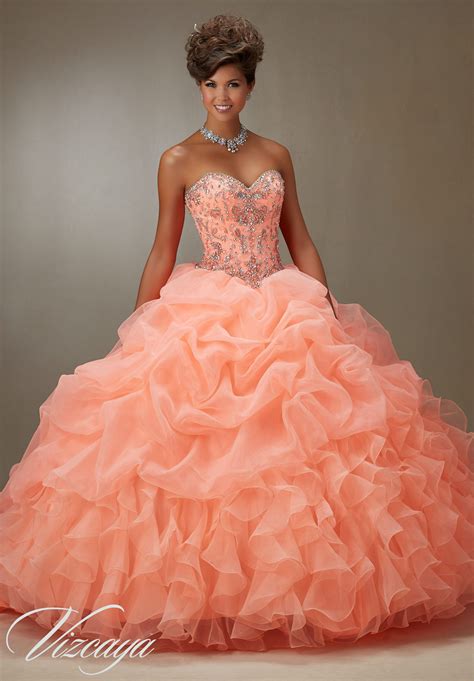 Coral Color Quinceanera Dresses