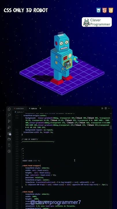 Css Onily 3d Robot Cleverprogrammer09 Htmlcss Coding Shorts Python