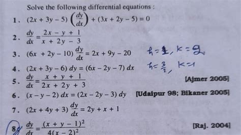 Equation Reducible To A Homogeneous Differential Eq Bsc 2nd Year