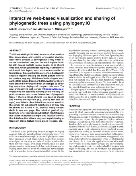 Pdf Interactive Web Based Visualization And Sharing Of Phylogenetic