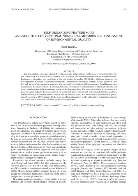 Pdf Self Organizing Feature Maps And Selected Conventional Numerical