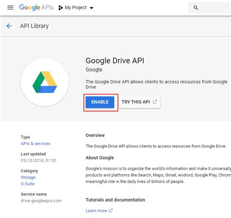 Enable Google Drive API And Get Backup Credentials