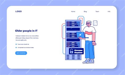 Premium Vector Senior Developer Web Banner Or Landing Page Oldman Programming