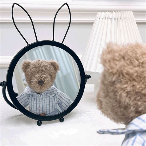 당일출고 북유럽 빈티지 감성 블랙토끼 탁상거울 겸 벽걸이 메이크업 원형 거울 인테리어 소품 에이블리