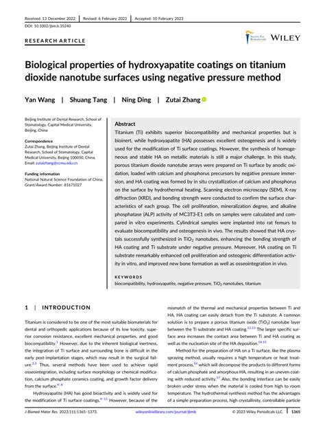 Biological Properties Of Hydroxyapatite Coatings On Titanium Dioxide Nanotube Surfaces Using