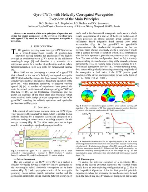 Pdf Gyro Twts With Helically Corrugated Waveguides Overview Of The