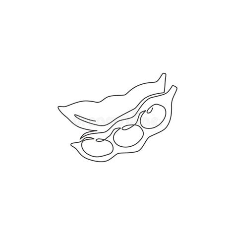 Single Continuous Line Drawing Of Whole Healthy Organic Green Edamame