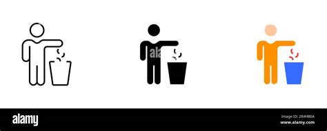 An Illustration Of A Person Throwing Trash Into A Bin Representing