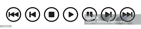 미디어 플레이어 버튼 아이콘 집합입니다 재생 및 일시 중지 버튼 비디오 오디오 플레이어 플레이어 버튼 세트 아이콘 기호 재생 및 일시 중지 벡터 버튼을 일시 중지합니다 벡터
